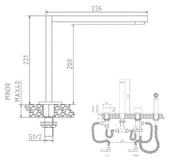 Undermount sinks and taps for granite worktop kitchens